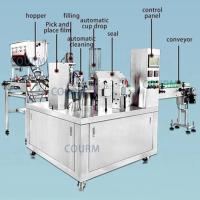 China COURM Automatic Jelly Yogurt Ice Cream Juice Sugar Honey Rotary Cup Discal Filling Capping Sealing Machine for sale