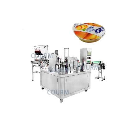 China COURM Best Price Stainless Steel Automatic Ice Cream Sealing Capping Rotary Cup Filling Machine for sale