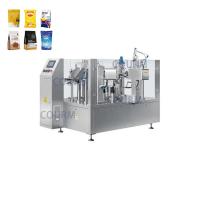 China Automatic rotating zipper bag feeding machine Honey yogurt chocolate sauce containing particles filling and packaging machine for sale