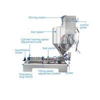 China Pneumatic filling machine with stirring hot sauce chili sauce edible oil honey Lao Gan Ma paste hot pot bottom material for sale