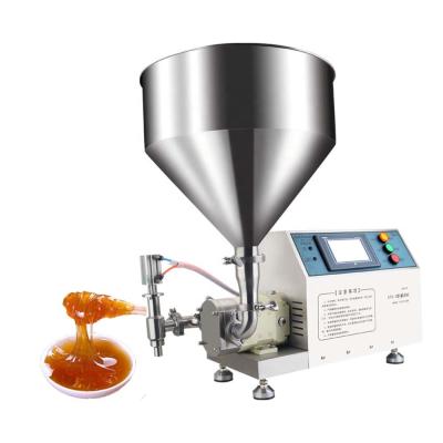 China Rotor Pump Malt Sugar Peanut Butter Sauce Cream Cosmetic High Viscosity Paste Glass Bottle Can Semi Auto Filling Machine 0.6MPA for sale