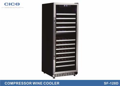 China Black Large Compressor Wine Cooler Dual Zone / Wine Cellar Fridge for sale