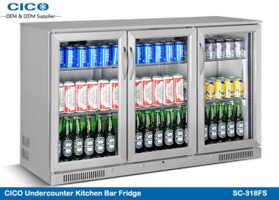 China 318L 3 Door Undercounter Fridge , Under Counter Beer Cooler Hinged Door SS Cabinet for sale