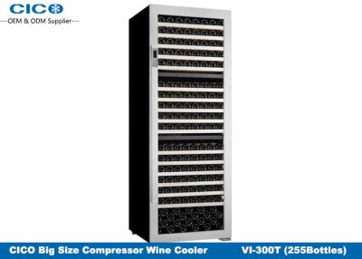 China Three zone high end compressor wine cooler for 255bottles capacity with stainless steel door frame VI-300T for sale