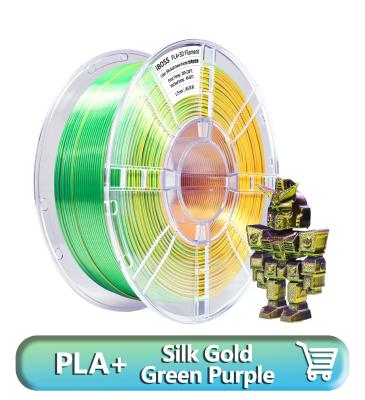 China Silk Triple Color PLA+ Filament PLA Silk Triple Color Gold Green Purple Silk PLA 3D Printer Filament 1.75mm for sale