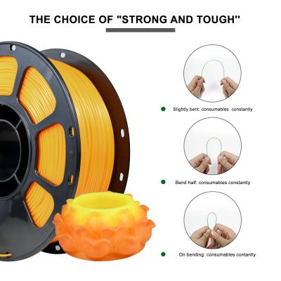 China 3D Printer PLA+ Filament Dual Color Changing With Temperature Pine Orange To Yellow  1.75mm (+/-0.03mm),2.2LBS(1KG) for sale