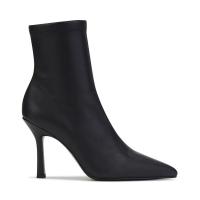 China Women's Black Leather Boots 9cm Heel Sheepskin Lined Self Counter Heel Cover for sale