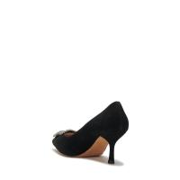 China Black Suede Leather High Heel Sandals Women 4.5cm Heel Italian Outsole Sheepskin Lining for sale