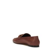 China Women's Brown Flat Loafer Shoes Imported Rubbed Cowhide 1-2cm Heel Daily Workplace for sale