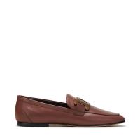 China Women's Brown Flat Loafer Shoes Imported Rubbed Cowhide 1-2cm Heel Daily Workplace for sale