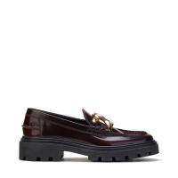 China Fashion Black Flat Loafer Shoes with 4CM Heel Height Custom Color Patent Cowhide for sale