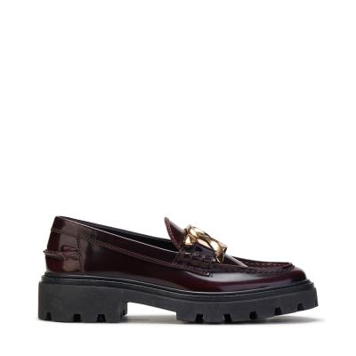 China Fashion Black Flat Loafer Shoes with 4CM Heel Height Custom Color Patent Cowhide for sale
