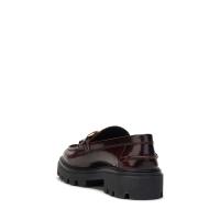 China Fashion Black Flat Loafer Shoes with 4CM Heel Height Custom Color Patent Cowhide for sale