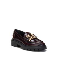 China Fashion Black Flat Loafer Shoes with 4CM Heel Height Custom Color Patent Cowhide for sale