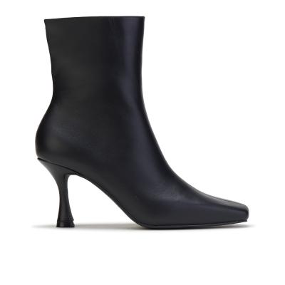 China LWG Certified Black Leather Ankle Boots Women 9cm Heel Self Counter Heel Cover for sale