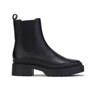 China Women Ankle Boots 9cm Heel Self Counter Heel Cover Comfortable Sheepskin Leather for sale