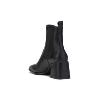 China Genuine Leather Slip-On Ankle Boots Women Elastic Side Panel 9CM Heel Square Toe for sale