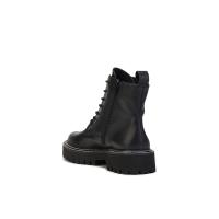 China Women's Ankle Motorcycle Boots Black Lace Up Square Toe 9cm Heel Platform for sale
