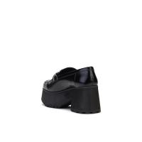 China Comfortable Black Flat Loafer Platform Shoes With 6CM Chunky Heel for sale