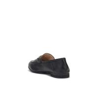 China Women's Black Round Toe Loafers Flat Heel 4cm Patent Cowhide Leather Non-Slip Rubber Outsole for sale