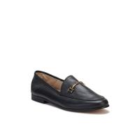 China Women's Black Round Toe Loafers Flat Heel 4cm Patent Cowhide Leather Non-Slip Rubber Outsole for sale