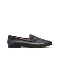 China Women's Black Round Toe Loafers Flat Heel 4cm Patent Cowhide Leather Non-Slip Rubber Outsole for sale