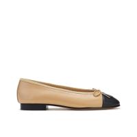 China Apricot Sheepskin Leather Women Round Toe Flat Shoes with Leather Outsole 1-2cm Chunky Heel for sale
