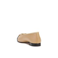 China Apricot Sheepskin Leather Women Round Toe Flat Shoes with Leather Outsole 1-2cm Chunky Heel for sale