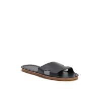 China Black Cow Leather Women's Flat Open Toe Slip On Sandals Size 5-11 for sale