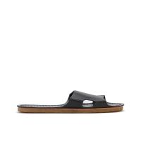 China Black Cow Leather Women's Flat Open Toe Slip On Sandals Size 5-11 for sale