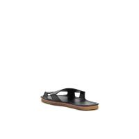 China Black Cow Leather Women's Flat Open Toe Slip On Sandals Size 5-11 for sale