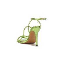 China Comfortable Stiletto Heeled Ankle Strap Sandals Off Spring Mint Square Toe for sale
