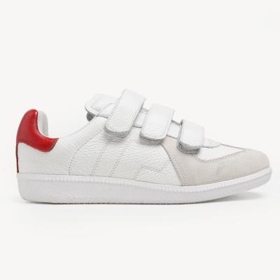 China White Women Casual Sports Shoes Genuine Leather Mesh Stick-On Flat Heel Rubber Outsole for sale