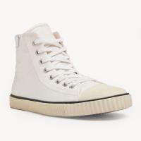 China White High Top Canvas Casual Sneakers Women Sheepskin Lining Rubber Outsole for sale