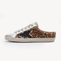 China Brown Women's Casual Leather Sneakers Lazy Style Half-Cup Sports Shoes Size 5-11 for sale
