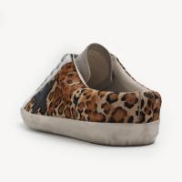 China Brown Women's Casual Leather Sneakers Lazy Style Half-Cup Sports Shoes Size 5-11 for sale
