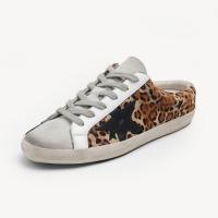 China Brown Women's Casual Leather Sneakers Lazy Style Half-Cup Sports Shoes Size 5-11 for sale
