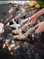 China Elegant Women's High Heel Sandals PU Upper Rubber Outsole 12cm Stiletto Heel for sale