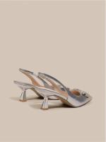China Women's Chunky Heel Dress Shoes Apricot Leather Strap 5cm Heel for sale