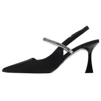 China Women's Chunky Heel Dress Shoes Apricot Leather Strap 9cm Heel for sale