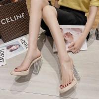 China Women's High Heel Sandals 12cm Stiletto PU Upper Rubber Outsole Sheep Leather Lining for sale