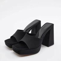 China Women's High Heel Sandals PU Upper Rubber Outsole Sheep Leather Lining 12cm Stiletto for sale