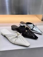 China Women's Flat Sandals Slip-On Design Cow Leather Rubber Outsole Size 5-11 for sale