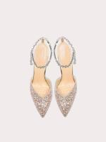 China Women's Chunky Heel Dress Shoes Apricot Leather Strap Design 7cm Heel for sale