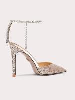 China Women's Chunky Heel Dress Shoes Apricot Leather Strap Design 7cm Heel for sale
