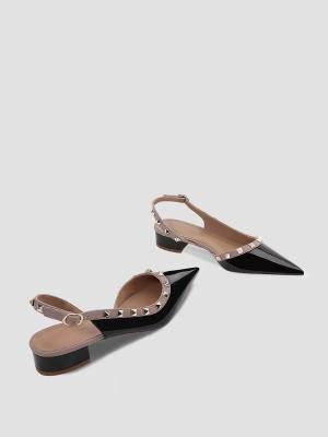 China Women's Leather Dress Shoes Apricot Chunky Heel 7cm Strap Design for Work for sale