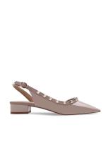 China Women's Leather Dress Shoes Apricot Chunky Heel 7cm Strap Design for Work for sale