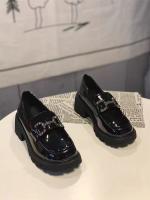 China Fashion Black Flat Loafer Shoes with 4CM Heel Height Custom Color Options for sale