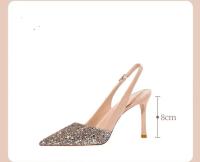 China Women's Chunky Heel Dress Shoes Leather Cloth 7cm Heel Wedding Party for sale