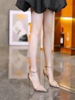 China Apricot Color Ladies Dress Shoes Chunky Heel 7cm Strap Design Leather Upper Rubber Outsole for sale